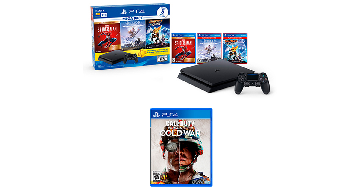 Sony PS4 Slim 1 TB Mega Pack [Horizon: Zero Dawn + Spider-Man + Ratchet ...