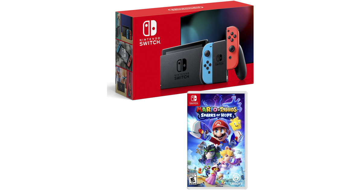 Nintendo Switch Refresh Neon + Mario + Rabbids: Sparks of Hope ...