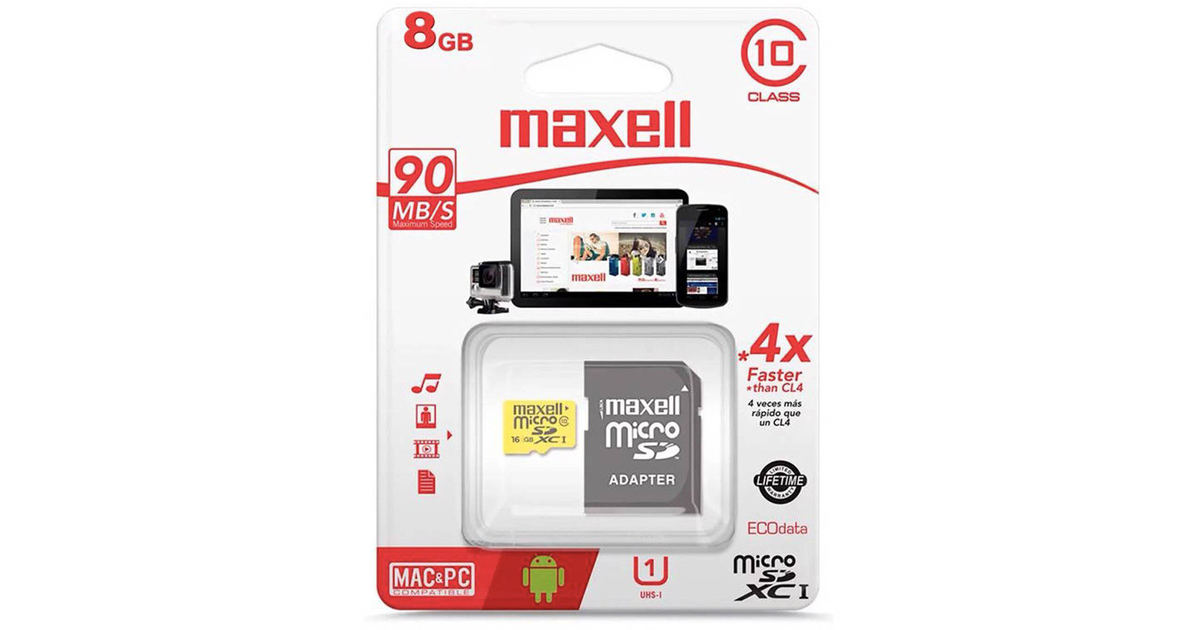 Maxell microSDHC / microSDXC 8 GB Class 10 / UHS Class 1 (U1) / Video ...