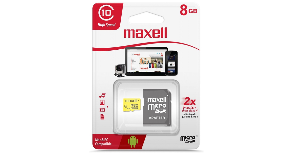 Maxell microSDHC / microSDXC 8 GB Class 10 / UHS Class 1 (U1) / Video ...