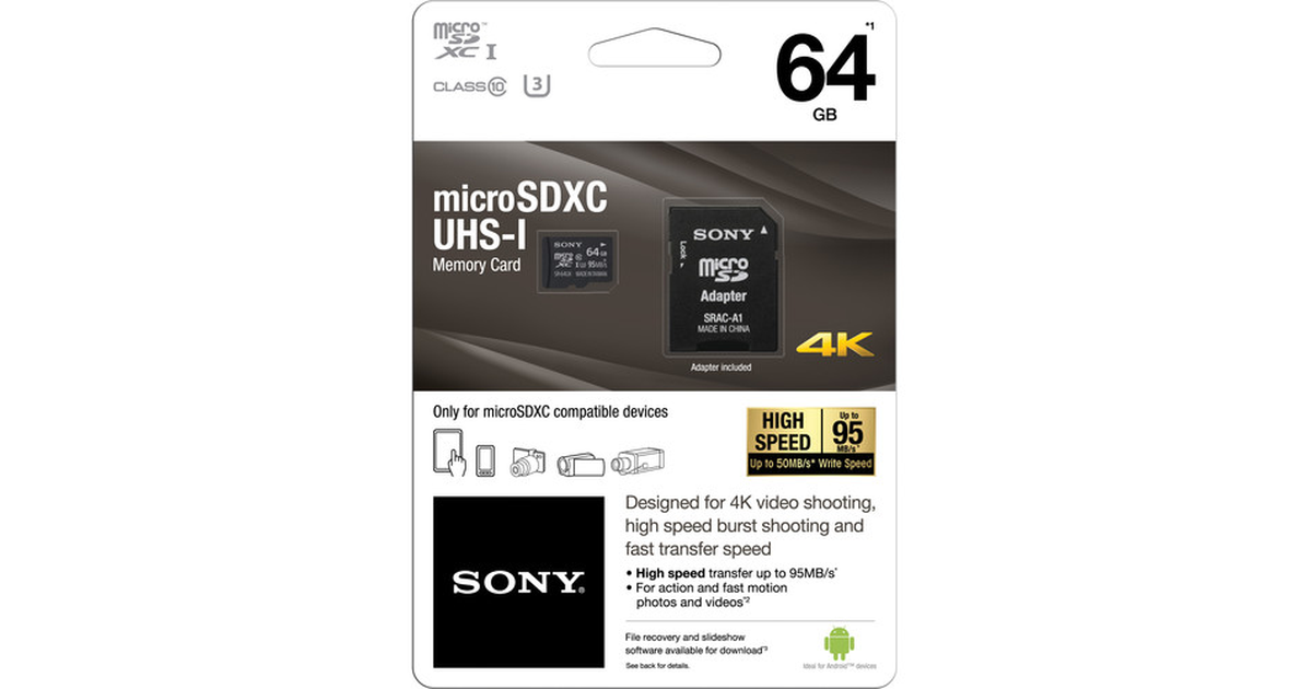 Sony microSDXC 64 GB UHS-I (Class 10 / Speed Class 1) (SR-64UXA ...