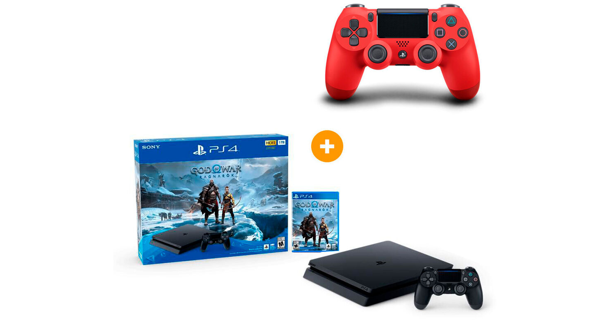 Sony PS4 Slim 1 TB + Control Adicional Dualsense (Magma Red) + God of ...