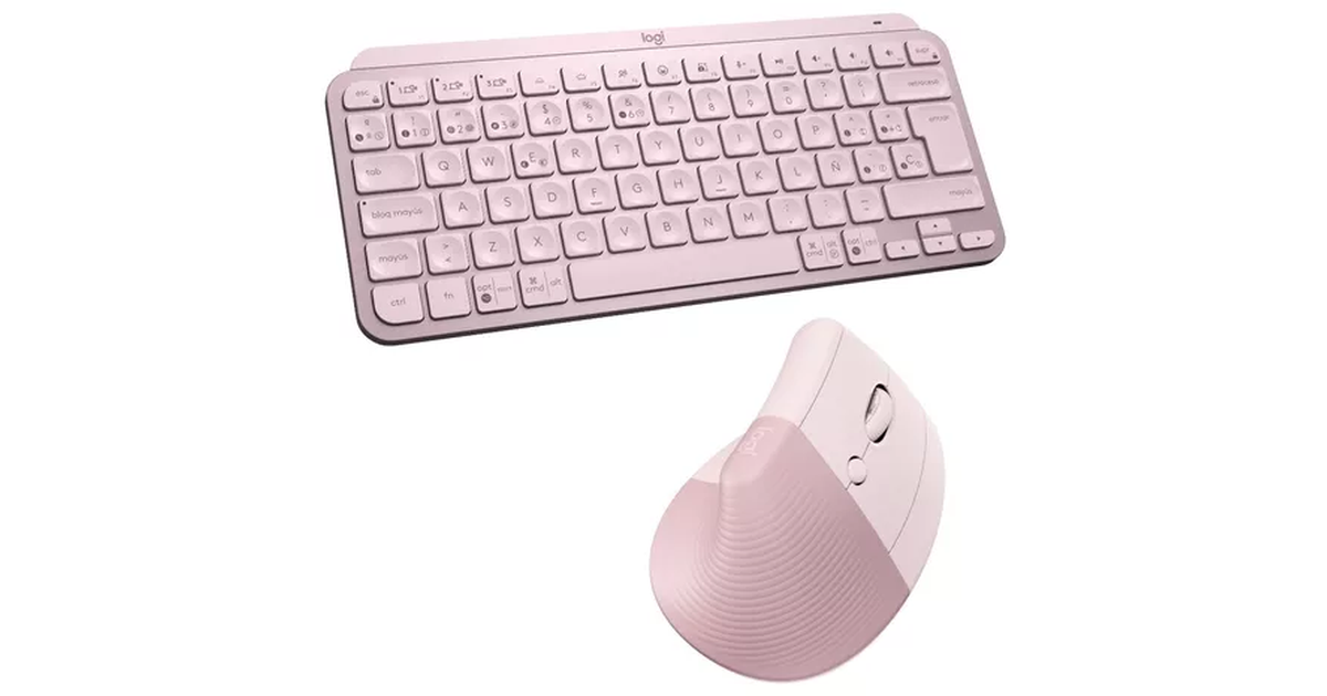 Logitech MX Keys Mini + Lift Vertical Ergonomic Mouse - Pink | SoloTodo.cl