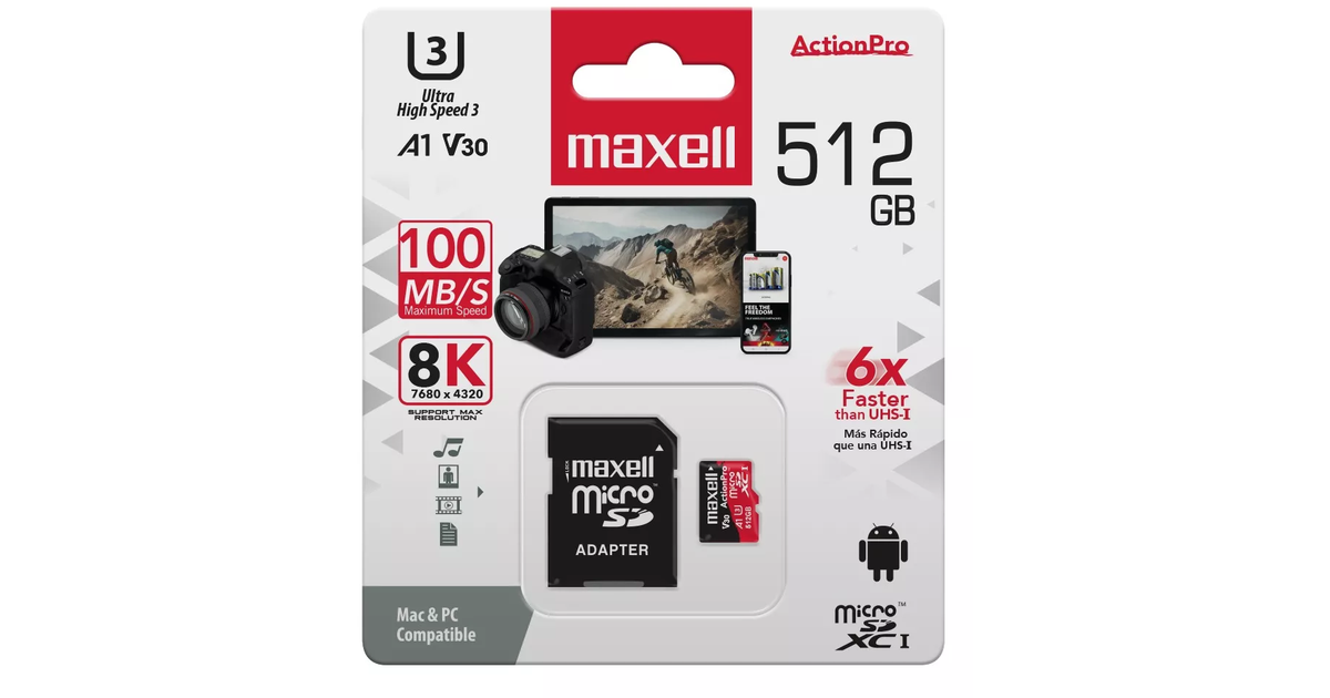 Maxell ActionPro microSDHC / microSDXC 512 GB UHS-I (Speed Class 3 ...