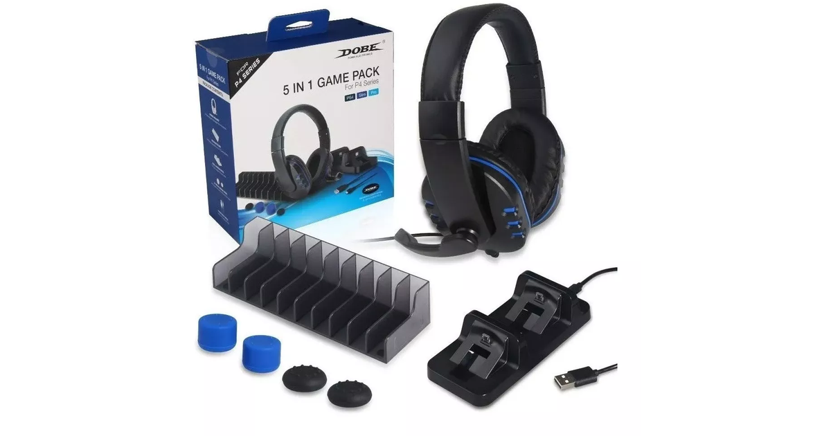 Dobe 5 in 1 Game Pack - Negro / Azul | SoloTodo.cl