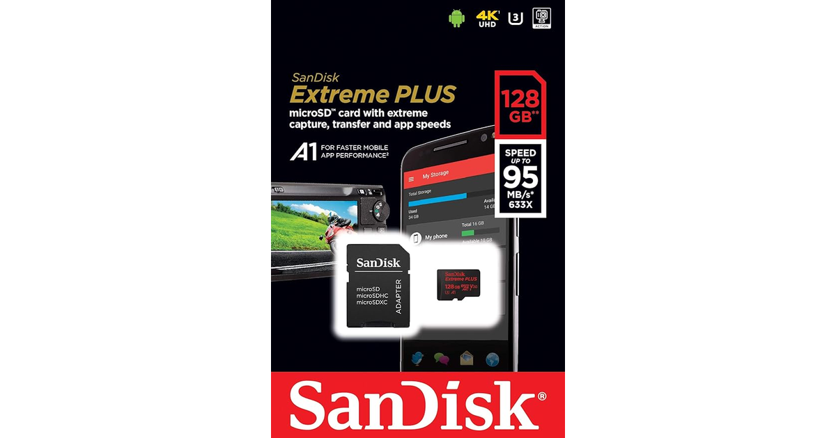 SanDisk Extreme PLUS microSDHC / microSDXC 128 GB UHS-I (Speed Class 3 ...