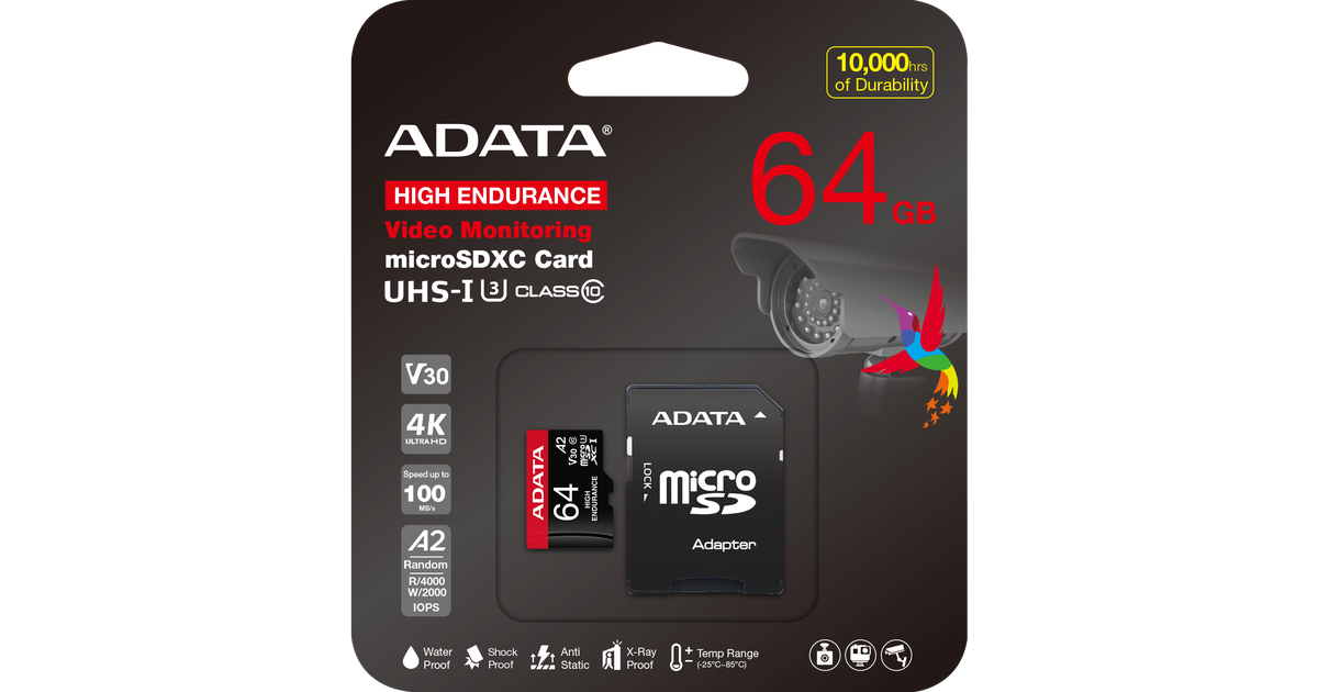 Adata High Endurance microSDHC / microSDXC 64 GB Class 10 / UHS Class 3 ...