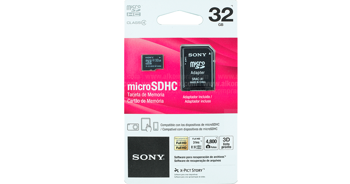 Sony microSDHC 32 GB Class 4 (SR-32A4) | SoloTodo.cl