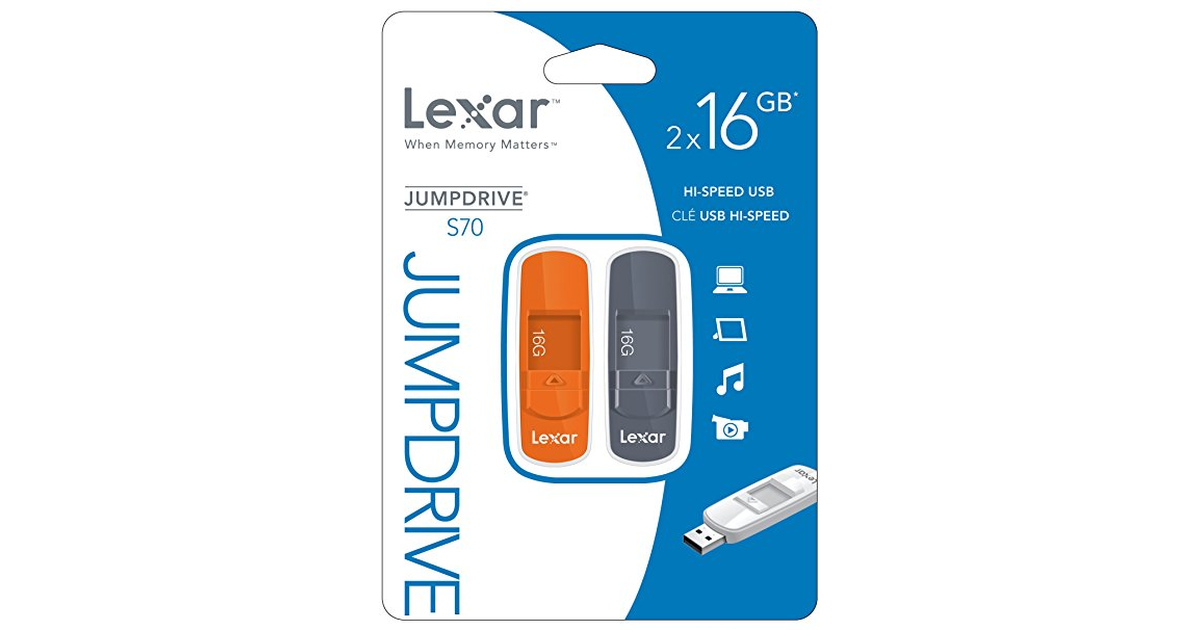 Lexar JumpDrive S70 (pack de 2) 16 GB (LJDS70-16GASBNA002) | SoloTodo.cl