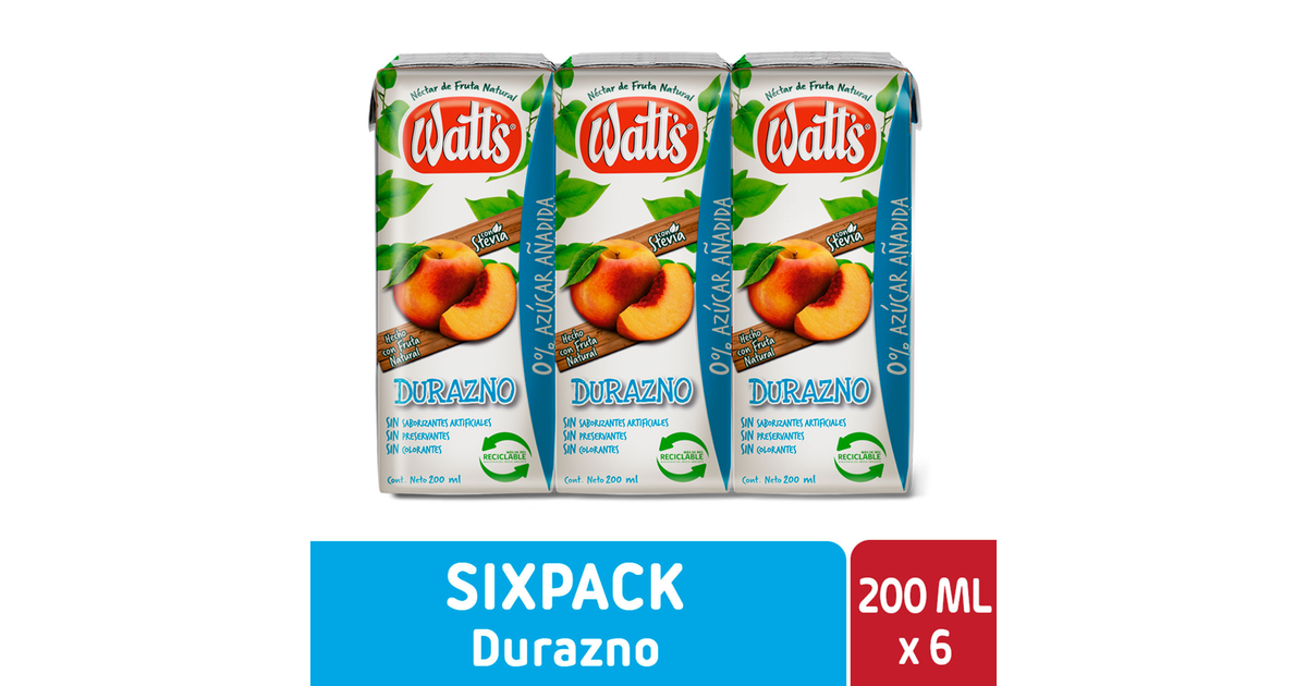 Watt's Pack 6 un. Néctar Durazno Light (6 un. / 1200 mL.) | SoloTodo.cl