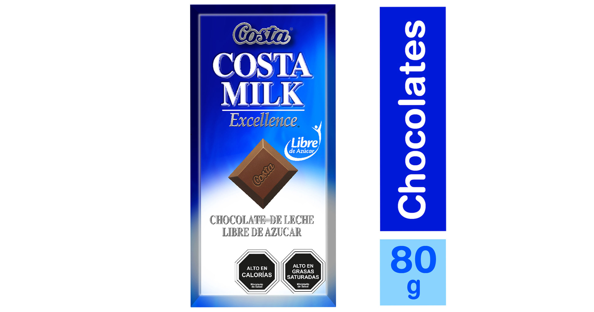 Costa Chocolate de Leche Sin Azúcar (1 un. / 80 g.) | SoloTodo.cl