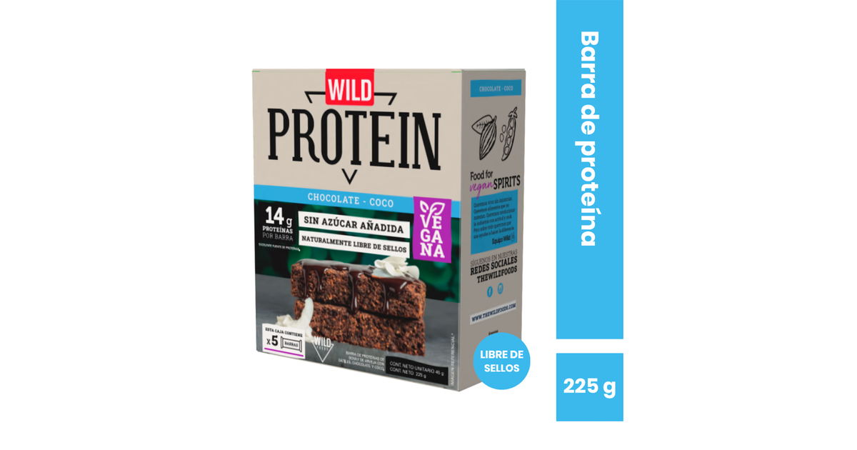 The Wild Foods Barra Proteína Vegana Wild Protein Chocolate Coco (5 un ...