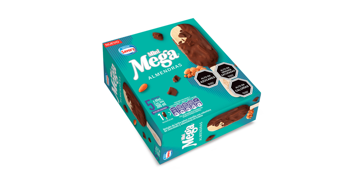 Savory Helado Mega Vainilla y Almendras Multipack (5 un. / 1500 mL ...