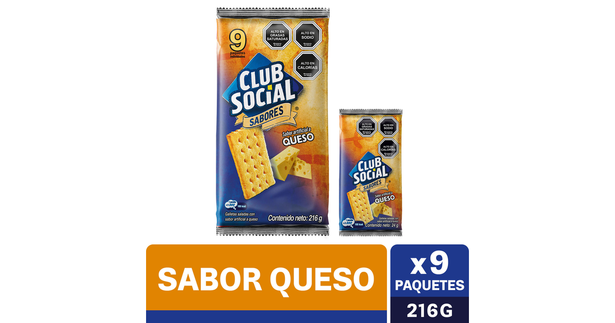 Club Social Galletas Club Social Sabor Queso Pack (9 un. / 216 g ...
