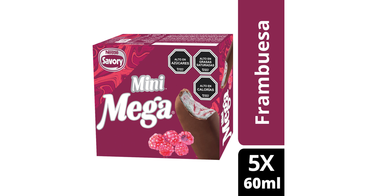 Mega Helado Mini Frambuesa Multipack (5 un. / 300 mL.) | SoloTodo.cl