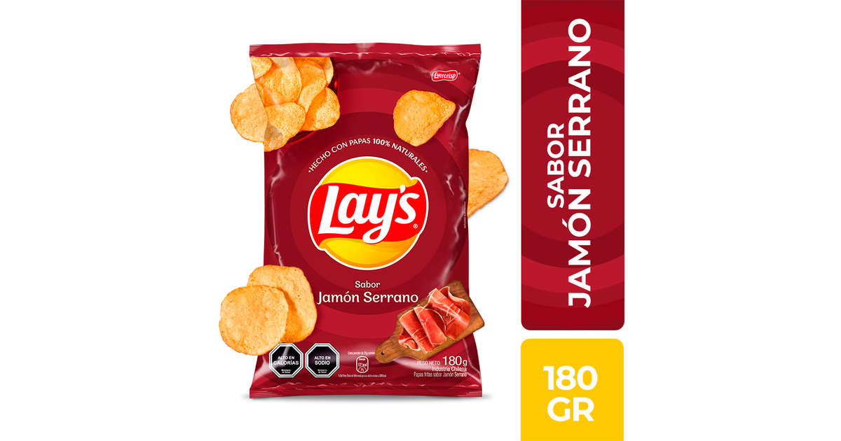 Lays Papas Fritas Jamón Serrano (180 g.) | SoloTodo.cl