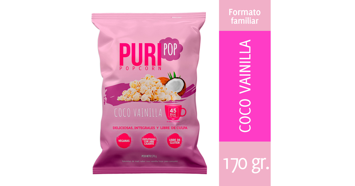 Purisnacks Popcorn Puripop Coco Vainilla (1 un. / 170 g.) | SoloTodo.cl