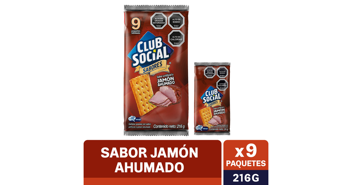 Club Social Galletas Club Social Sabor Jamón Ahumado Pack (9 un. / 216 ...