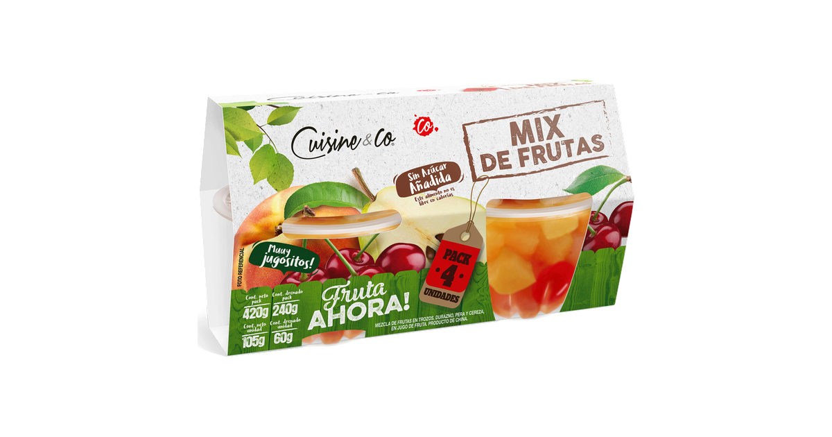 Cuisine & Co Mix de Frutas Durazno, Pera y Cerezas (1 un. / 240 g ...