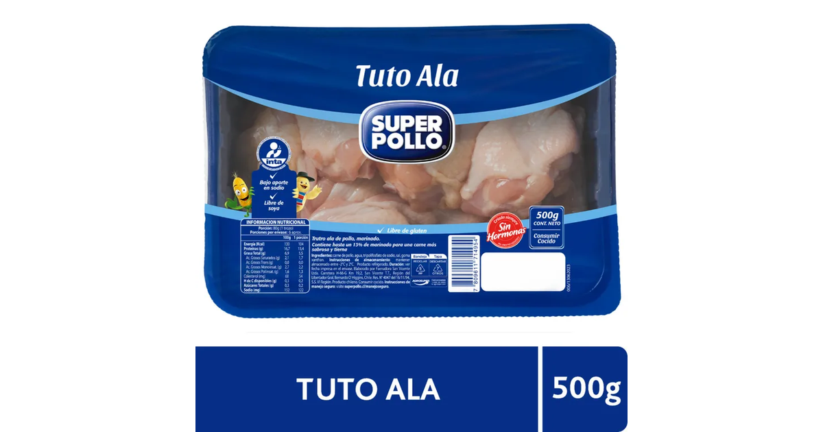 SUPER POLLO Tuto Ala de Pollo Marinado (500 g.) | SoloTodo.cl