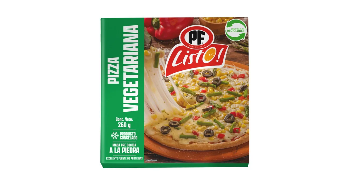 PF LISTO Pizza Vegetariana Congelada (260 g.) | SoloTodo.cl
