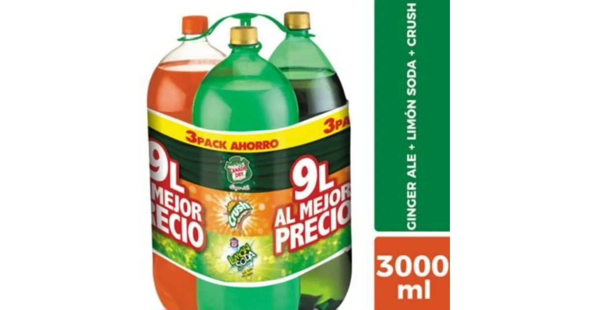 GINGER ALE Pack 3 Bebidas Surtidas Desechables (3 un. / 3000 mL ...
