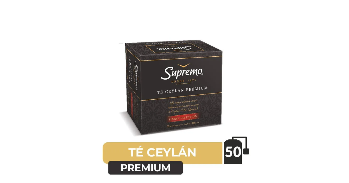 SUPREMO Té Ceylán Premium Supremo 50 Bolsitas (50 un. / 100 g ...