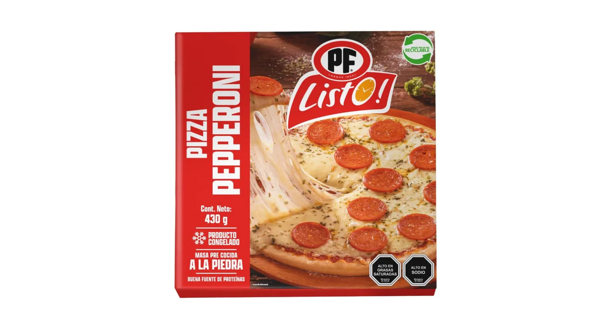 PF LISTO Pizza Pepperoni Masa a la Piedra Congelada (430 g.) | SoloTodo.cl