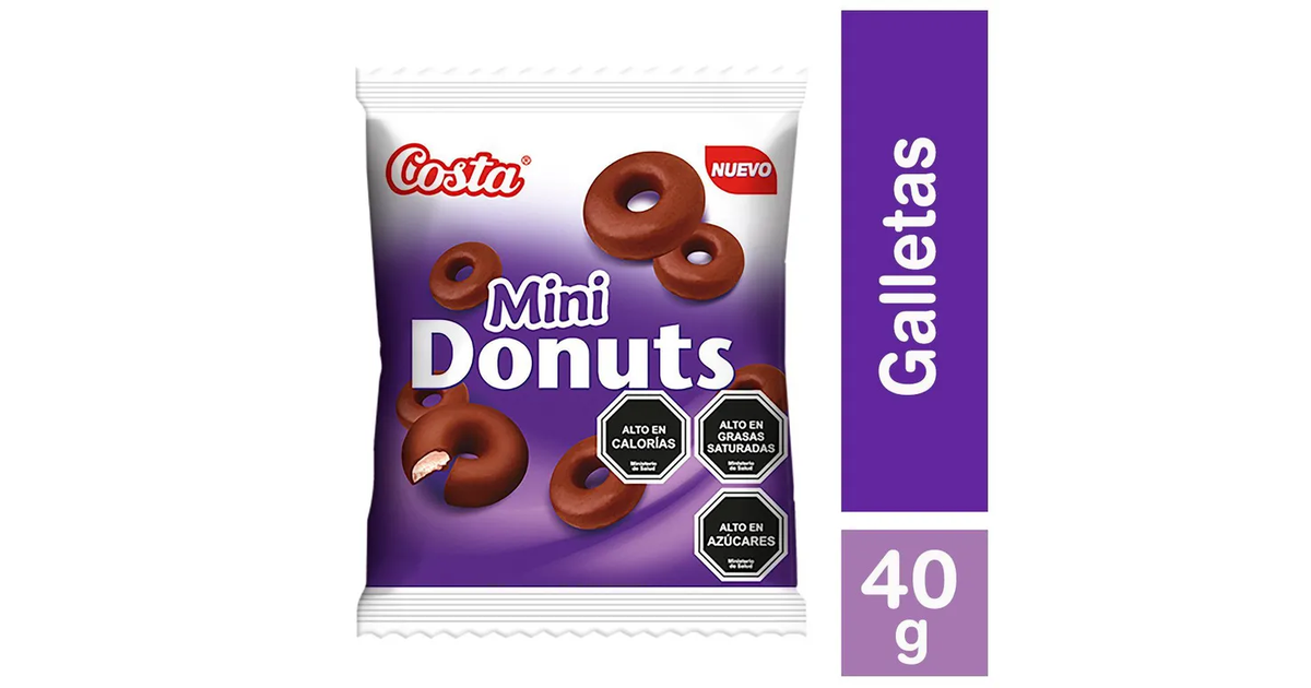 COSTA Galleta Mini Donuts bañadas con cobertura sabor chocolate (40 g ...