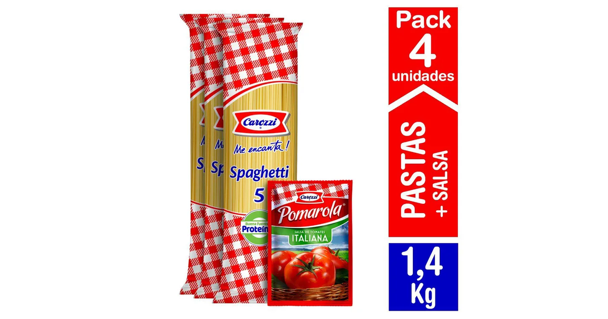 CAROZZI PACK 3 SPAGHETTI 5 400G SALSA SACHET (3 un. / 1400 g ...