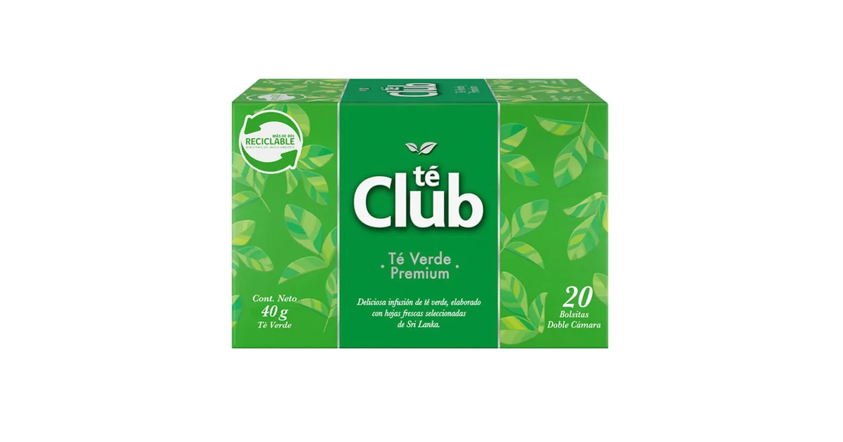 TE CLUB Té Verde Premium en Bolsitas (20 un. / 40 g.) | SoloTodo.cl
