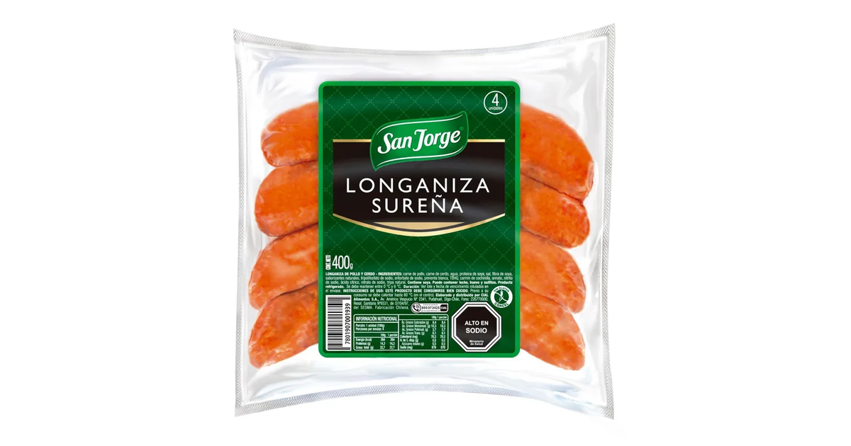 SAN JORGE Longaniza Sureña (4 un. / 400 g.) | SoloTodo.cl