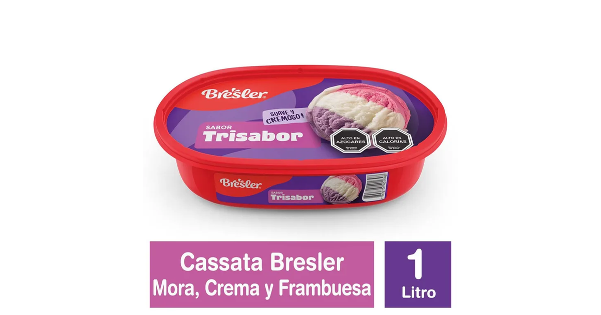 BRESLER Helado de Leche Trisabor de Mora, Crema y Frambuesa Cassata ...