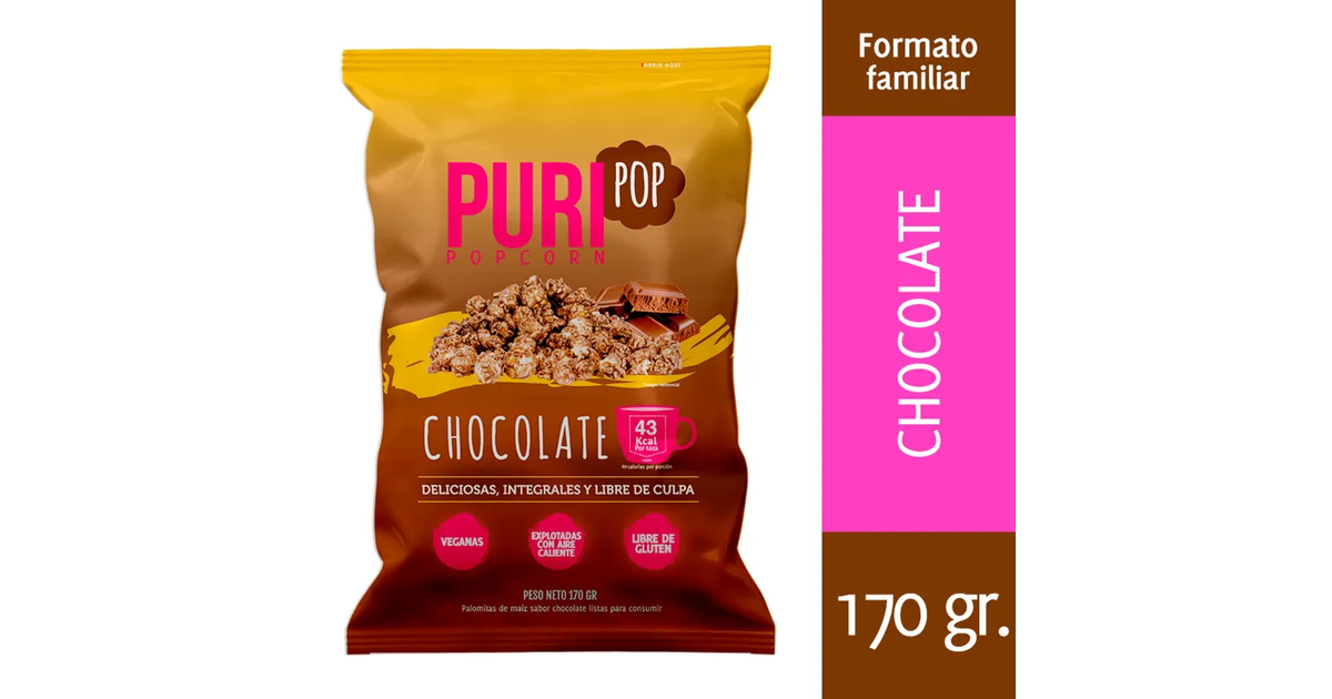 PURISNACKS Puripop Popcorn Sabor Chocolate (170 g.) | SoloTodo.cl