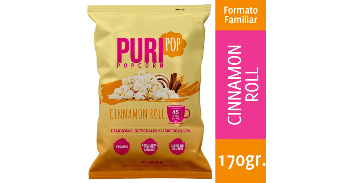 PURISNACKS Puripop Popcorn Sabor Cinnamon Roll (170 g.) | SoloTodo.cl