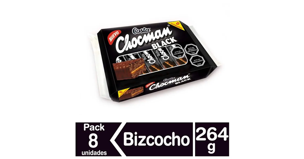 COSTA Bizcocho Chocman Black Pack (8 un. / 264 g.) | SoloTodo.cl