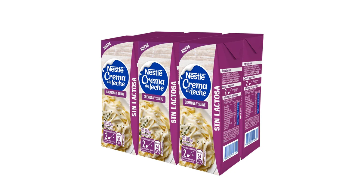 NESTLE Pack Crema de Leche Sin Lactosa (6 un. / 1200 mL.) | SoloTodo.cl
