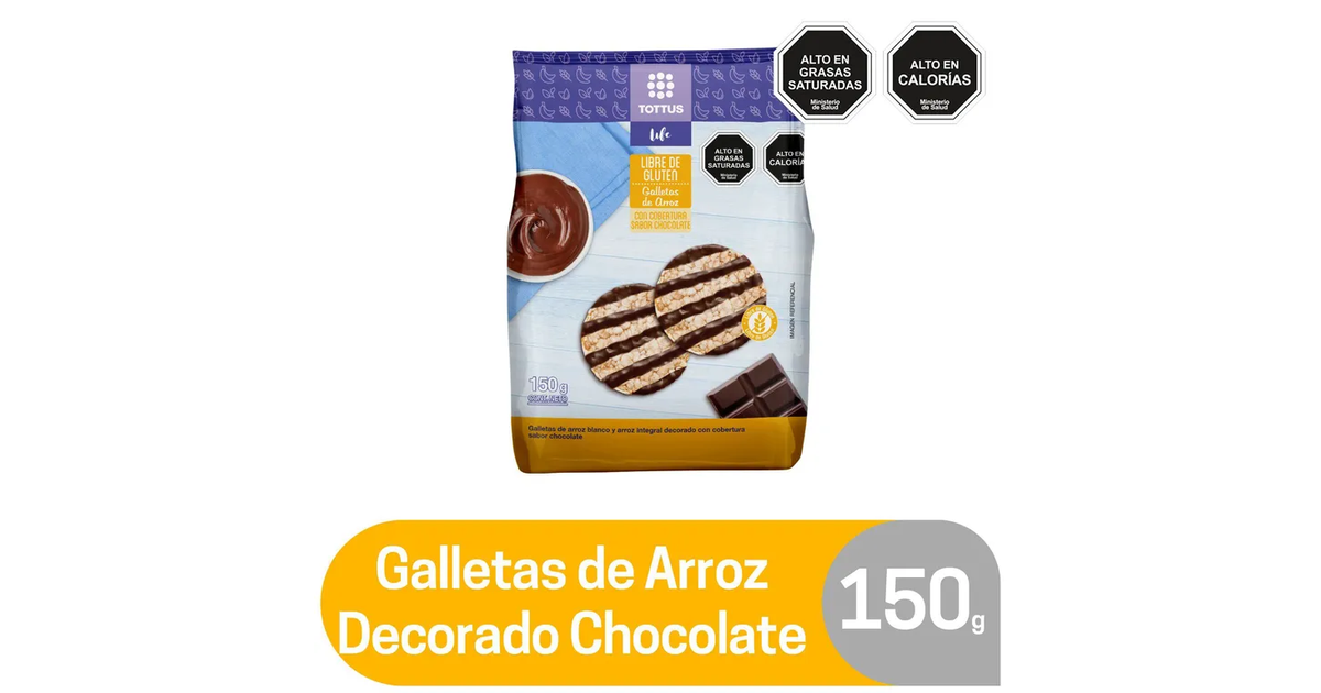 TOTTUS LIFE Galleta de Arroz Decorado Chocolate (150 g.) | SoloTodo.cl