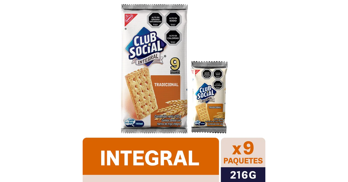 CLUB SOCIAL Pack Galletas Integrales Club Social 9 x 24 g (9 un. / 216 ...