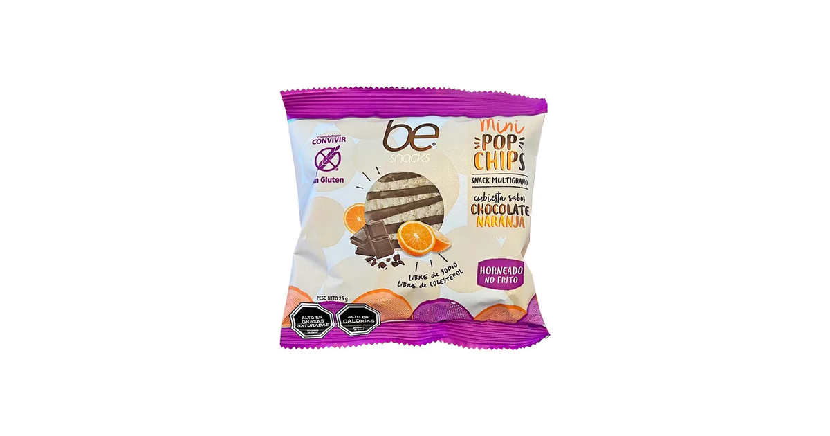 Be Snacks Snack Pop Chips con Cubierta de Chocolate Naranja Sin Gluten ...