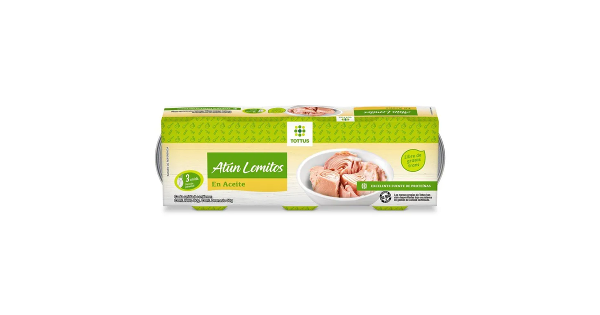 TOTTUS Pack Atún Lomito en Aceite (3 un. / 240 g.) | SoloTodo.cl