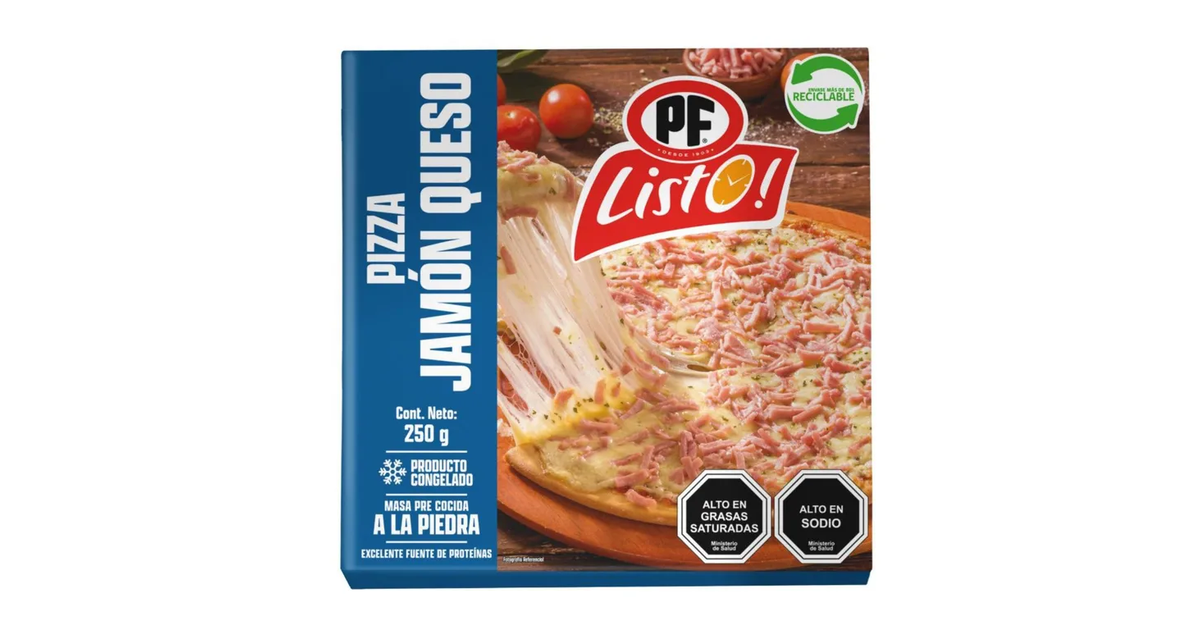 PF LISTO Pizza Jamón y Queso Congelada (250 g.) | SoloTodo.cl