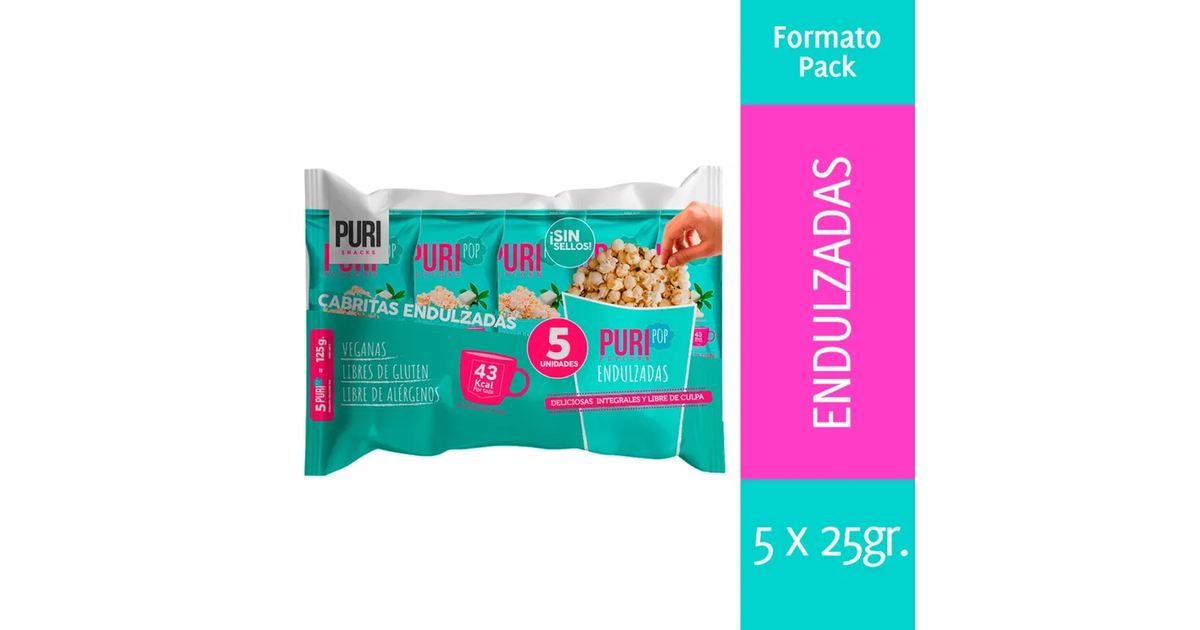 PURIPOP Pack Cabritas Puripop Endulzadas (5 un. / 125 g.) | SoloTodo.cl