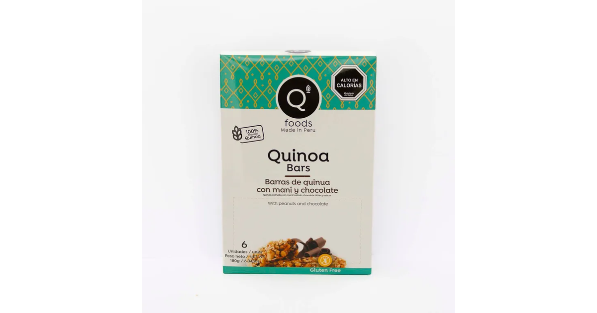 QFOODS Barras de Quinoa Maní y Chocolate (6 un. / 180 g.) | SoloTodo.cl