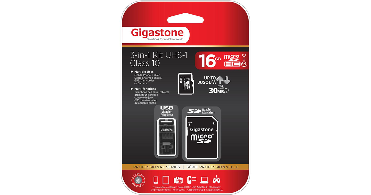 Gigastone 3-in-1 Kit microSDHC / microSDXC 16 GB Class 10 / UHS Class 1 ...