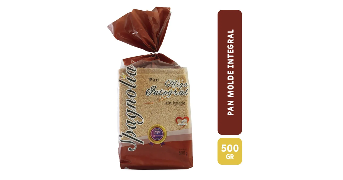 SPAGNOLIA Pan de Molde Miga Integral Sin Borde (500 g.) | SoloTodo.cl