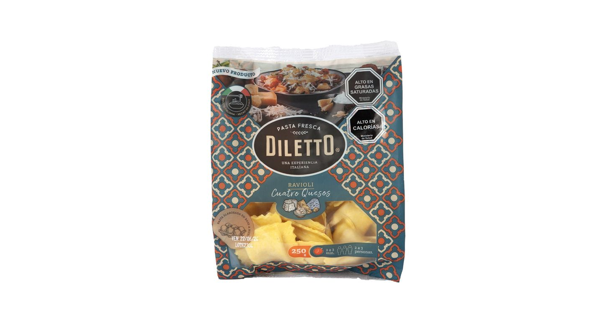 DILETTO Pasta Ravioli Cuatro Quesos (250 g.) | SoloTodo.cl