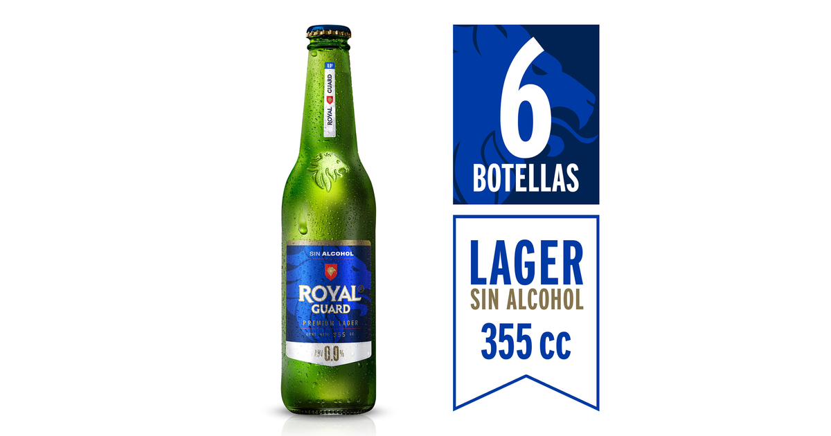 Royal Guard Pack 6 un. Cerveza Premium Lager Sin Alcohol 355 cc (6 un ...