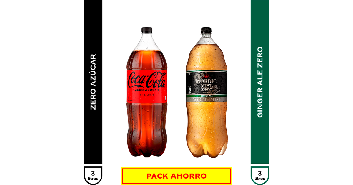 Coca-Cola Pack Bebida Coca-Cola Zero + Nordic Ginger Ale Sin Azúcar (2 ...