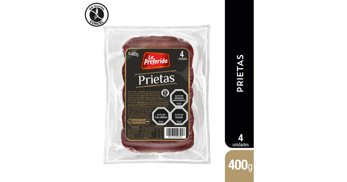 La Preferida Prietas Display 4 Un (4 un. / 400 g.) | SoloTodo.cl